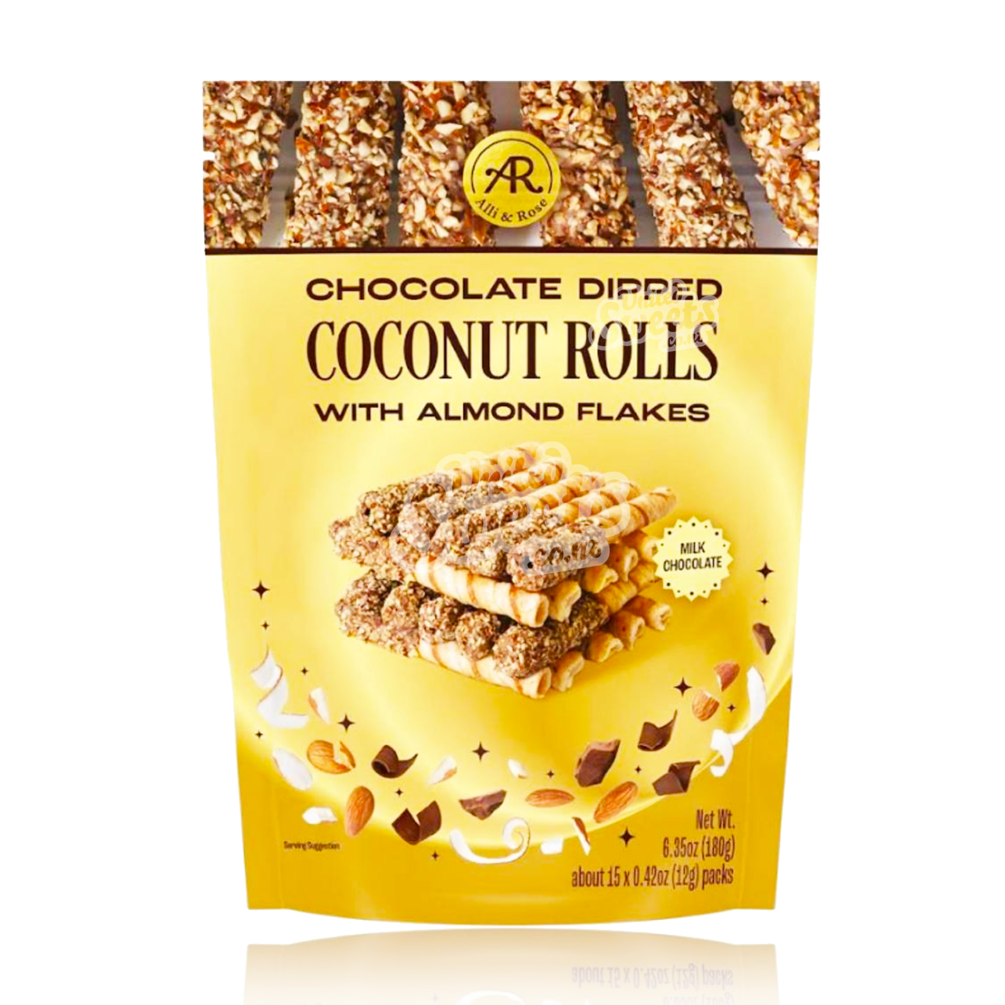 ALLI & ROSE Chocolate Dipped Coconut Rolls With Almond Flakes 180g ...