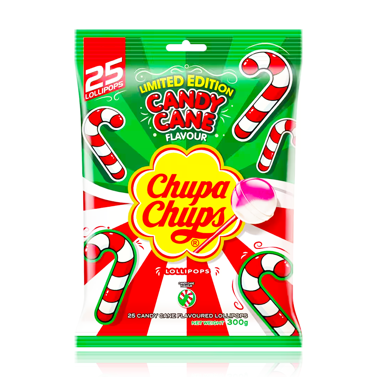Chupa Chups Candy Cane Lollipops 25PK 300g – United Sweets