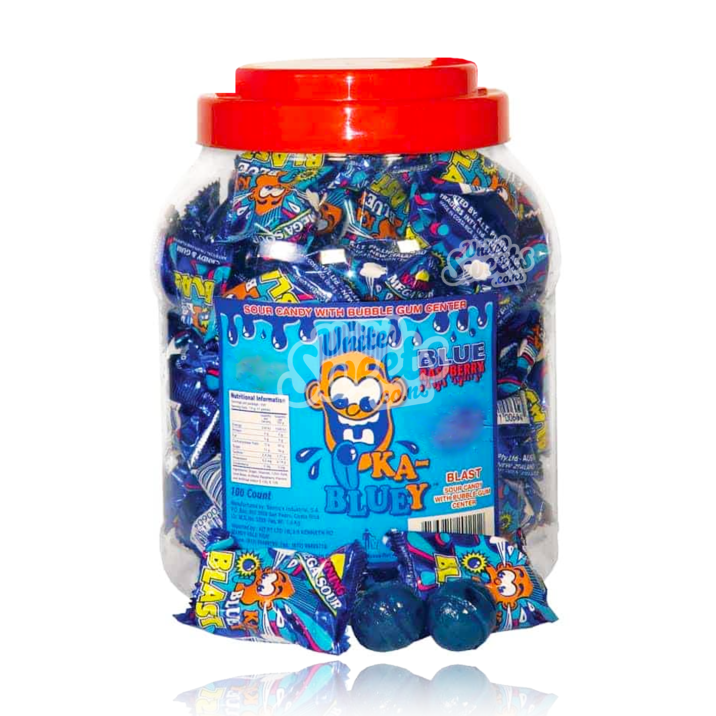KA-Bluey - Sour Gum Balls XXL Tub 1 kg (100 Pieces) Best Before: 03/20 ...