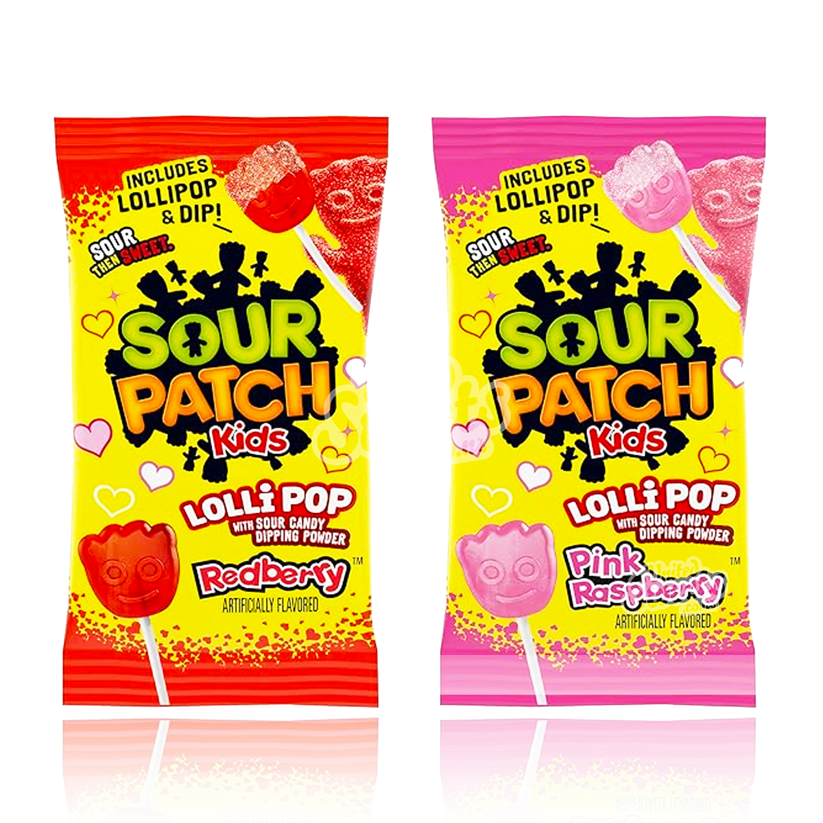 Sour Patch Kids Pink & Red Lollipops With Sour Candy Dipping Powder Si ...