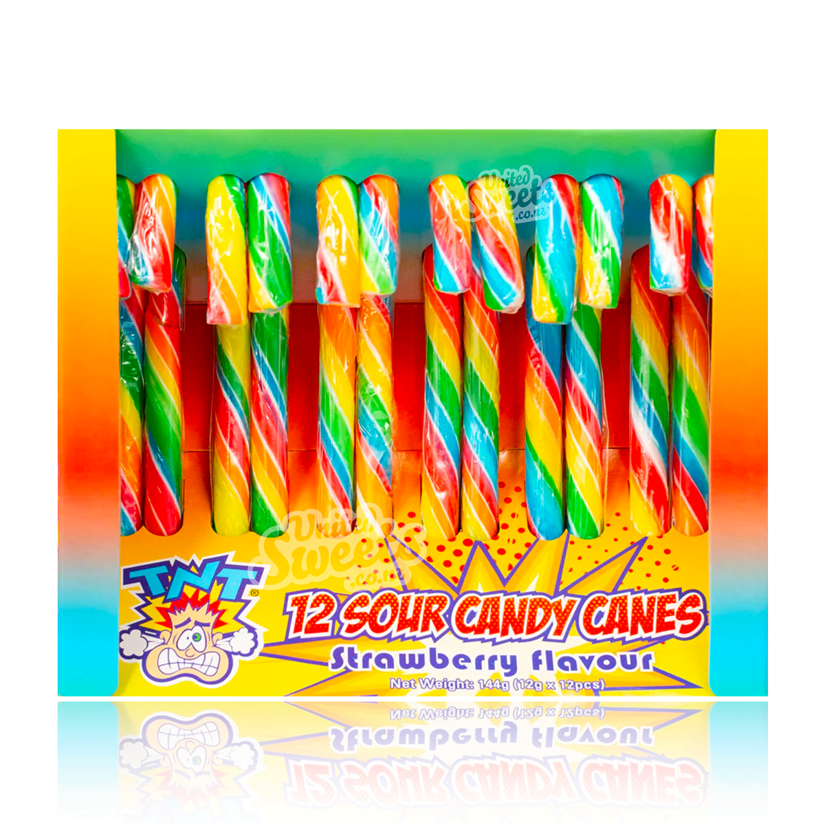 TNT Sour Candy Canes STRAWBERRY 12 Pack 144g – United Sweets