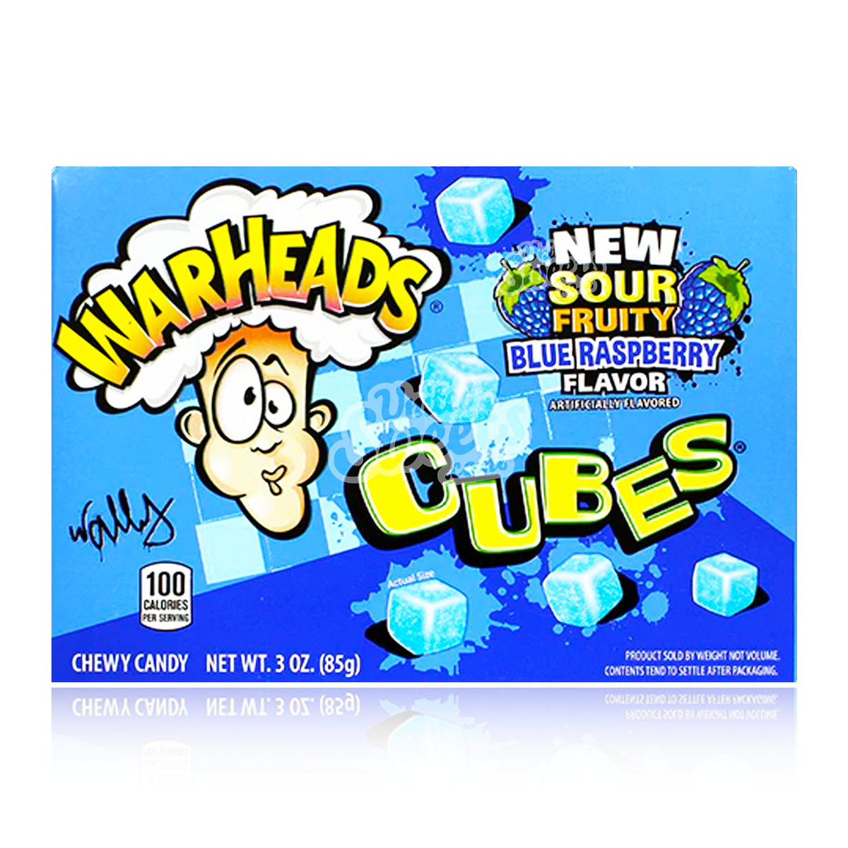 Warheads Blue Raspberry Cubes Theatre Box 85g – United Sweets