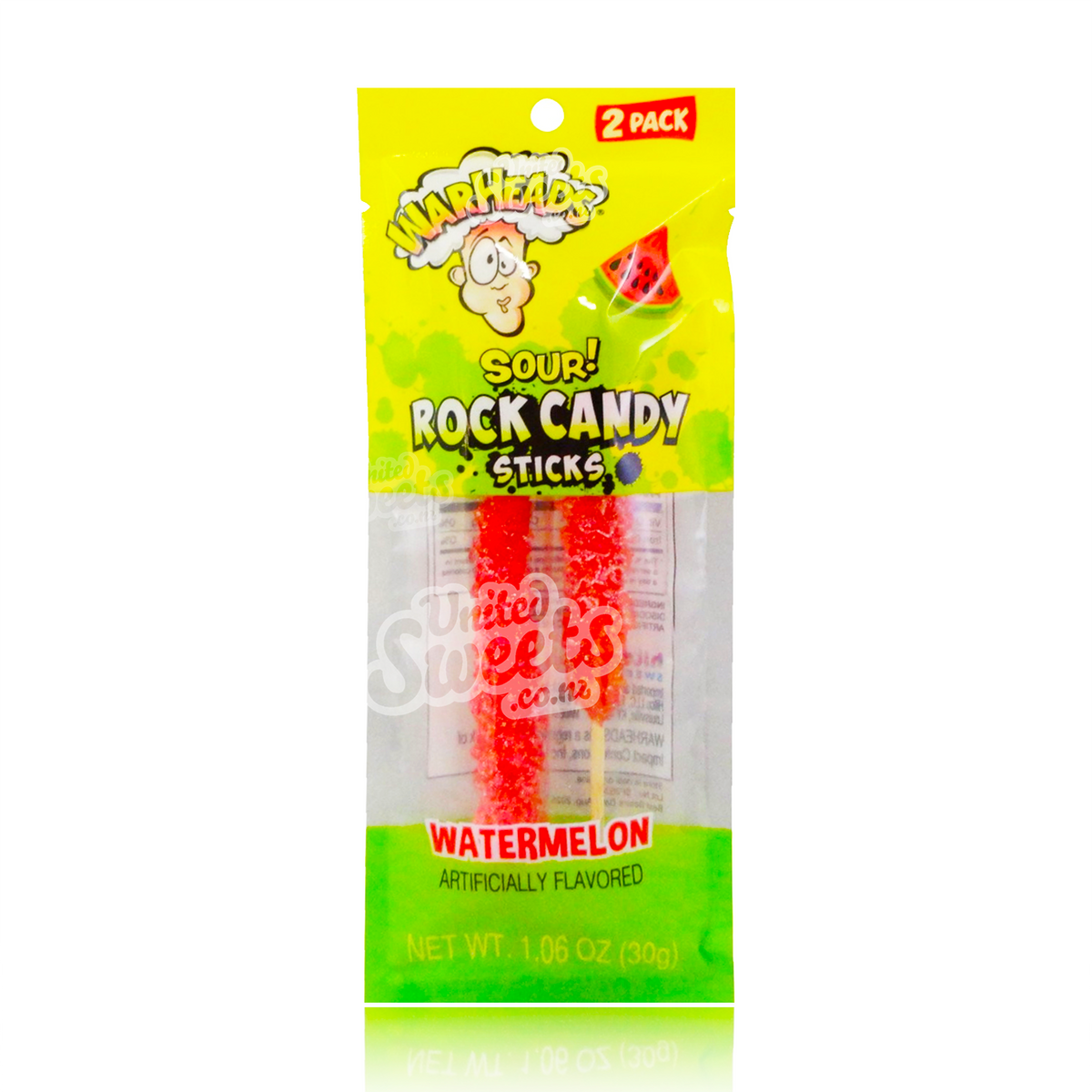 Warheads Sour Rock Candy Sticks Watermelon 30g – United Sweets
