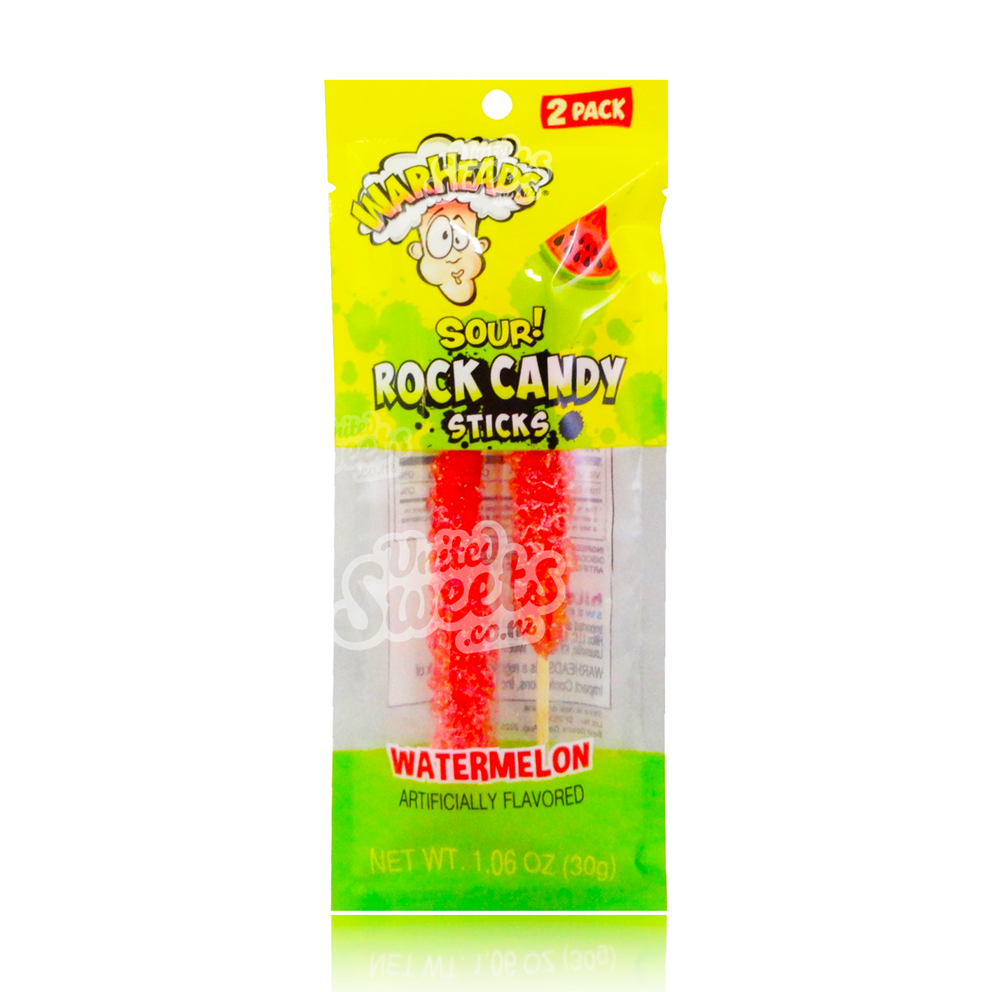 Warheads Sour Rock Candy Sticks Watermelon 30g – United Sweets