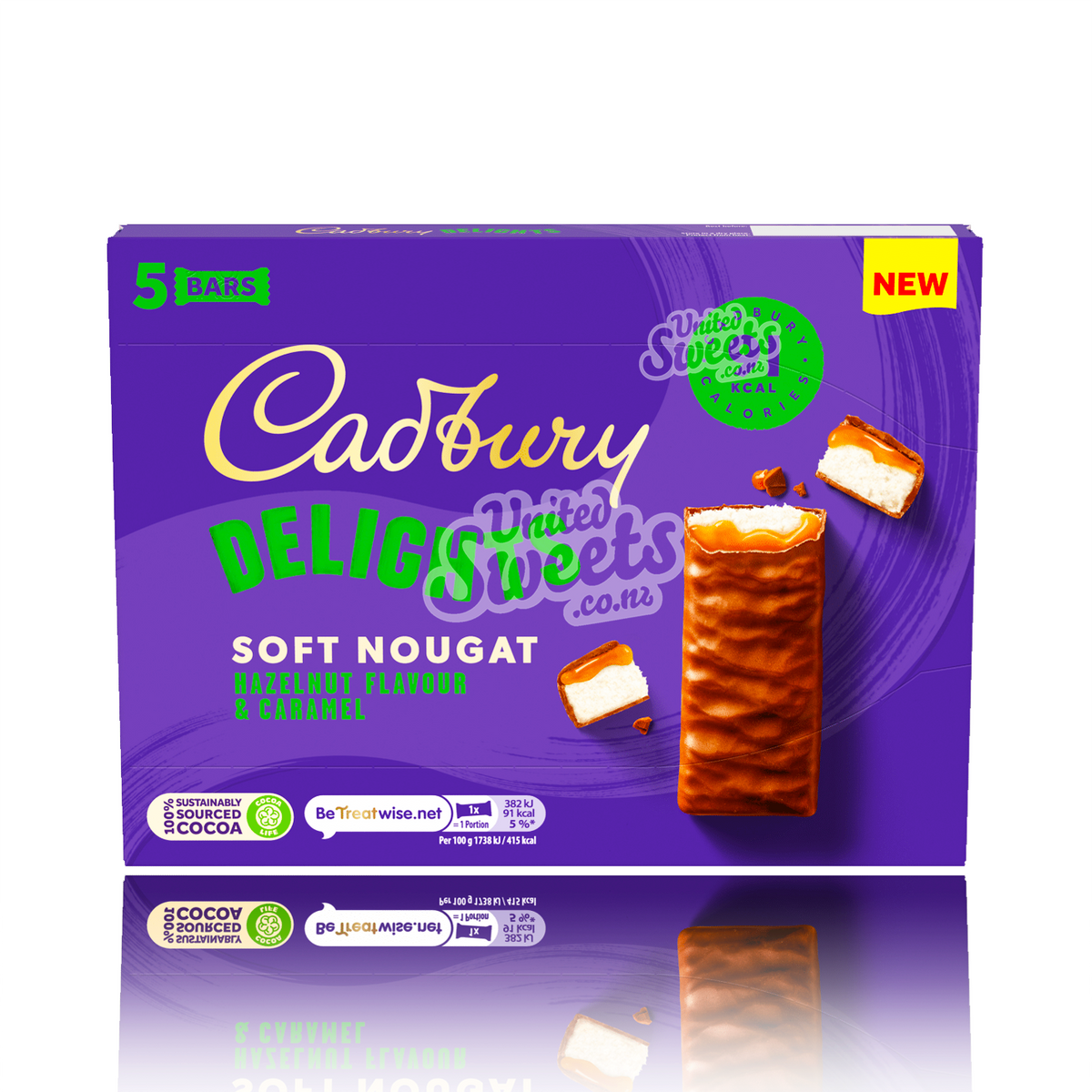 Cadbury Delights Soft Nougat Hazelnut Flavour & Caramel Pack of 5 (UK ...