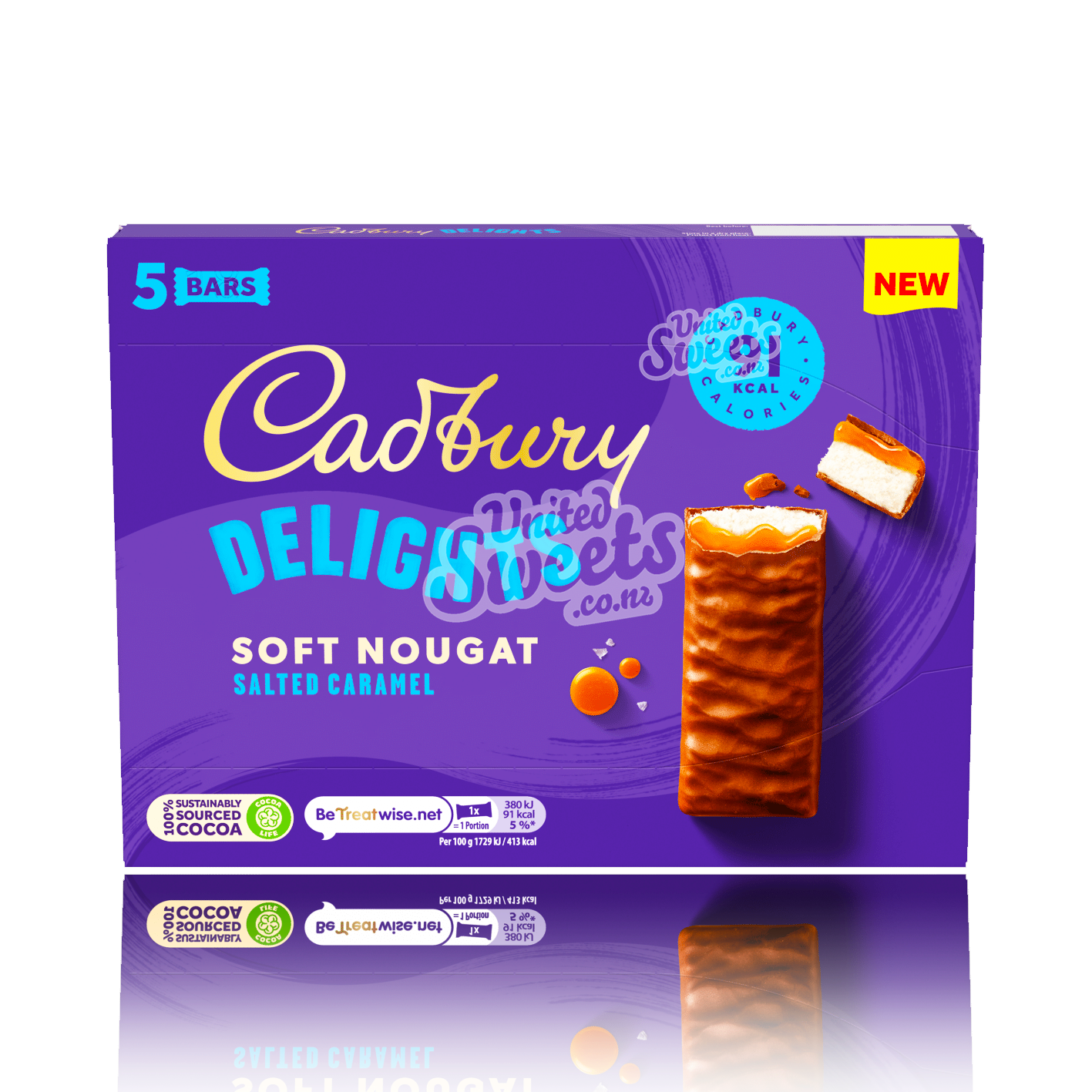 Cadbury Delights Soft Nougat Salted Caramel Pack of 5 (UK Made) 110g ...
