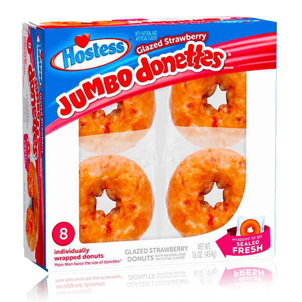 Hostess Jumbo Donettes Glazed Strawberry 8 Pack – United Sweets